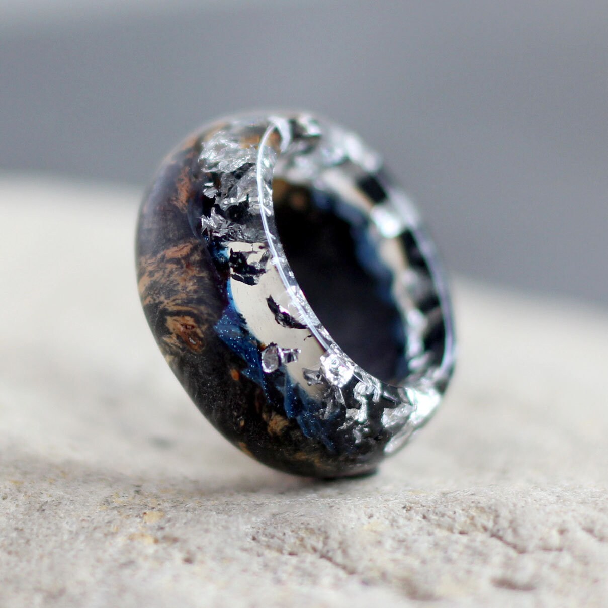 Wood Bands Ring Unisex Wood Resin Band Ring Resin Wood | Etsy