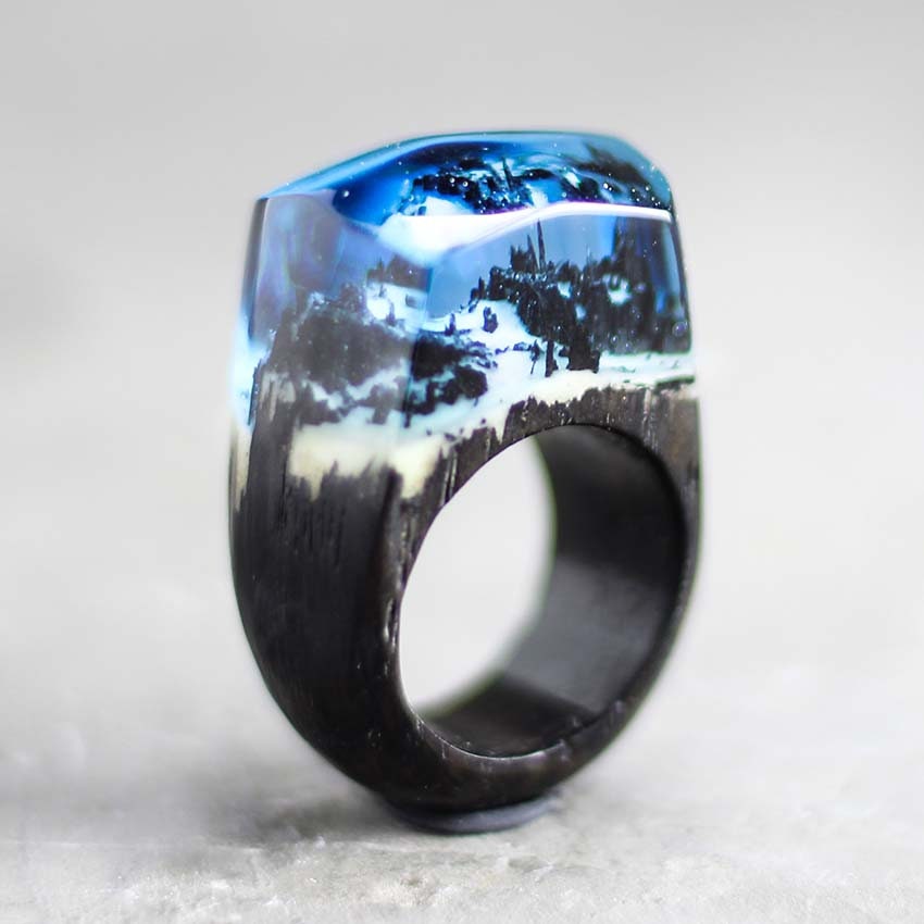 Wood Resin Ring ENCHANTED FOREST Fashion Jewelry Secret of - Etsy