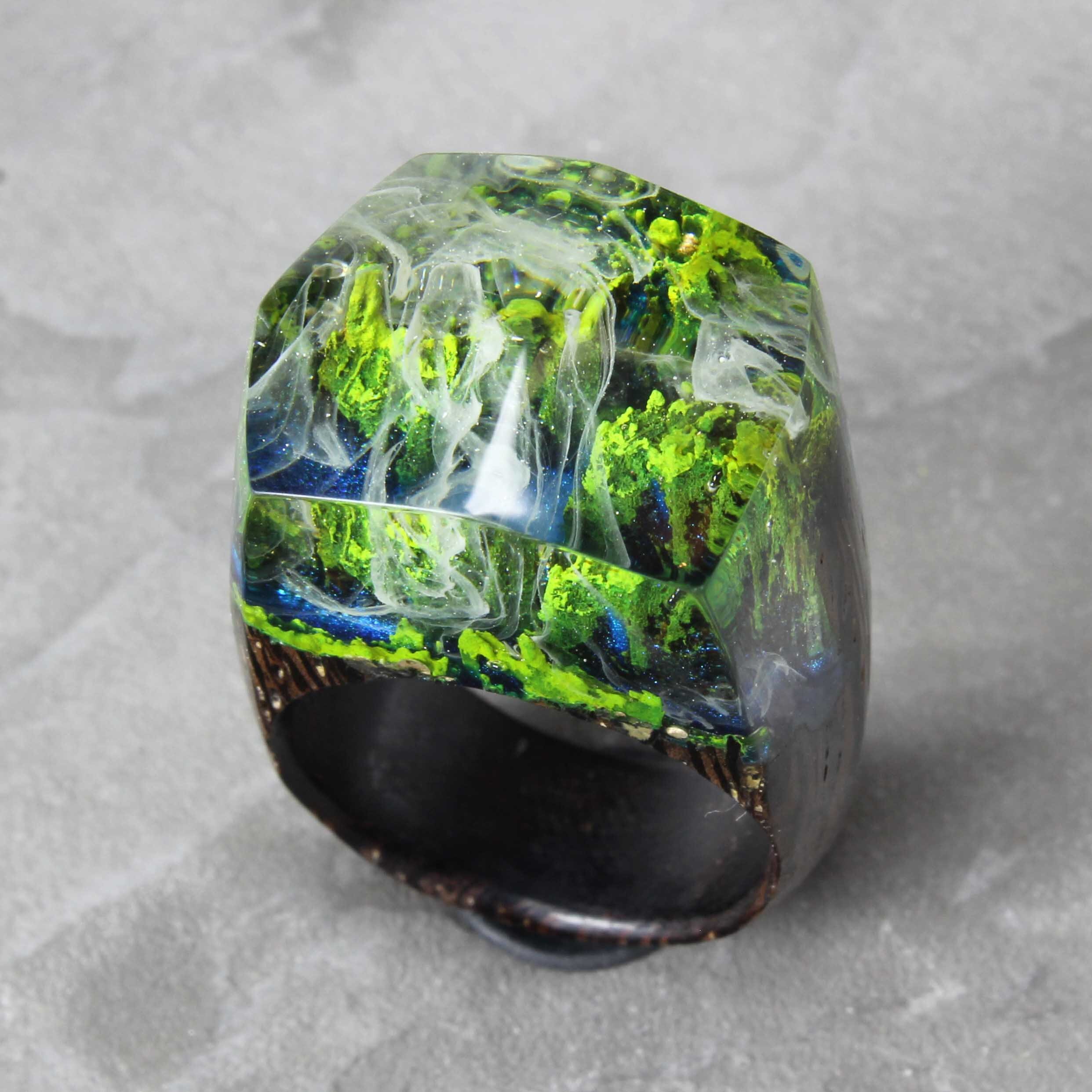 Forest Ring Wood Resin Ring. Secret World Inside the Ring. - Etsy