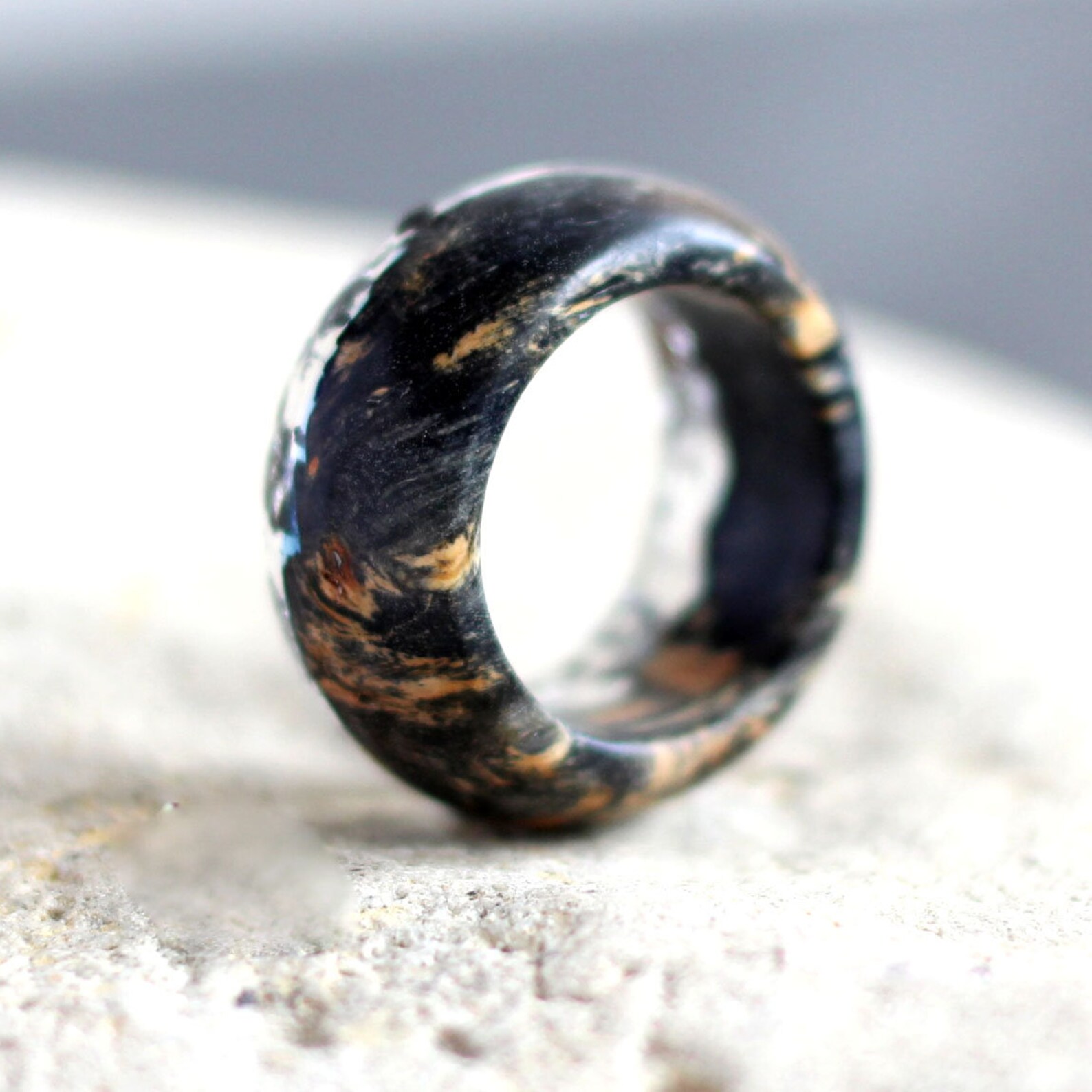 Wood Bands Ring Unisex Wood Resin Band Ring Resin Wood - Etsy