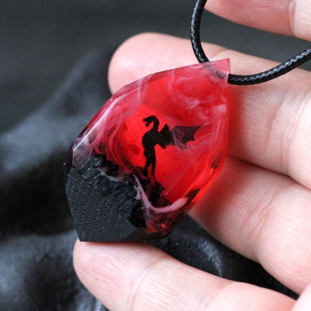 Mystical Dragon Pendant - Handmade Resin Wood Necklace - Personalized ...
