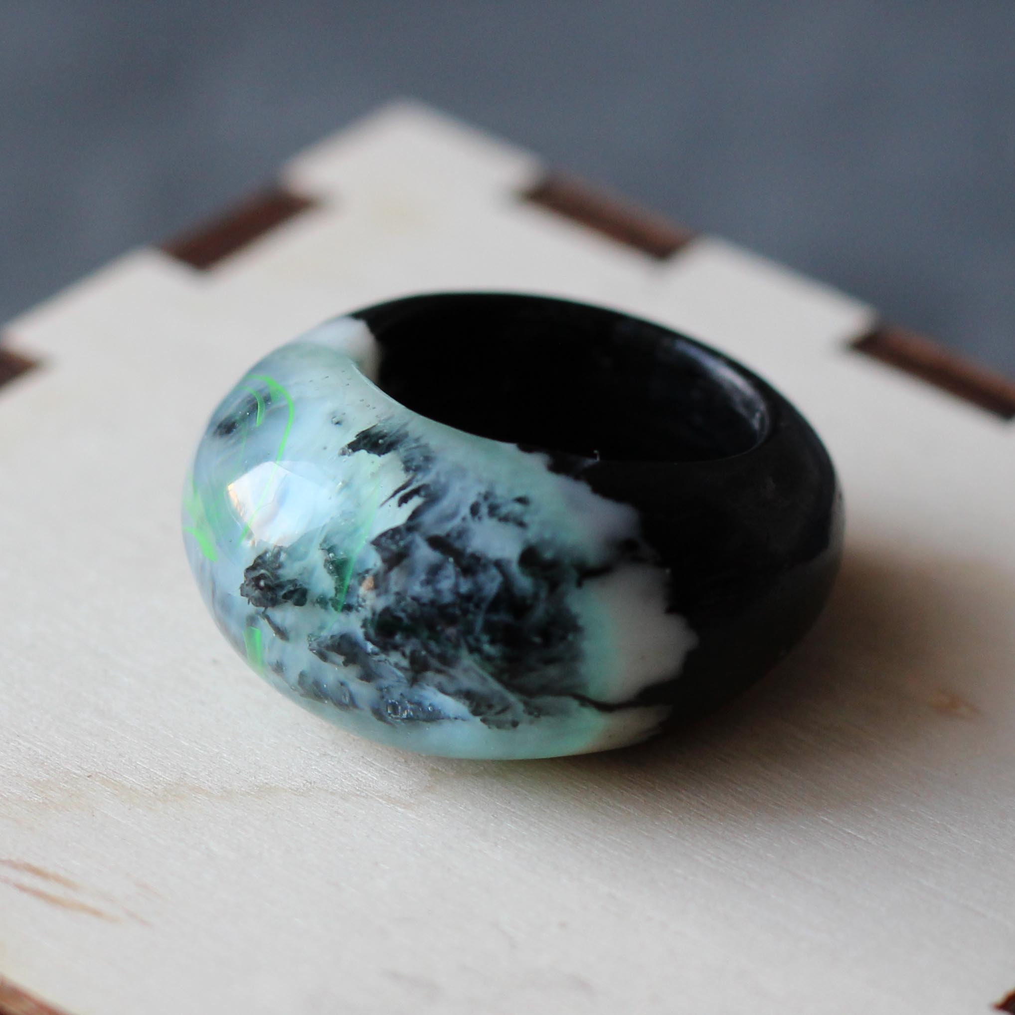 Northern Light Ring Resin Wood Jewelry. Aurora Borealis - Etsy