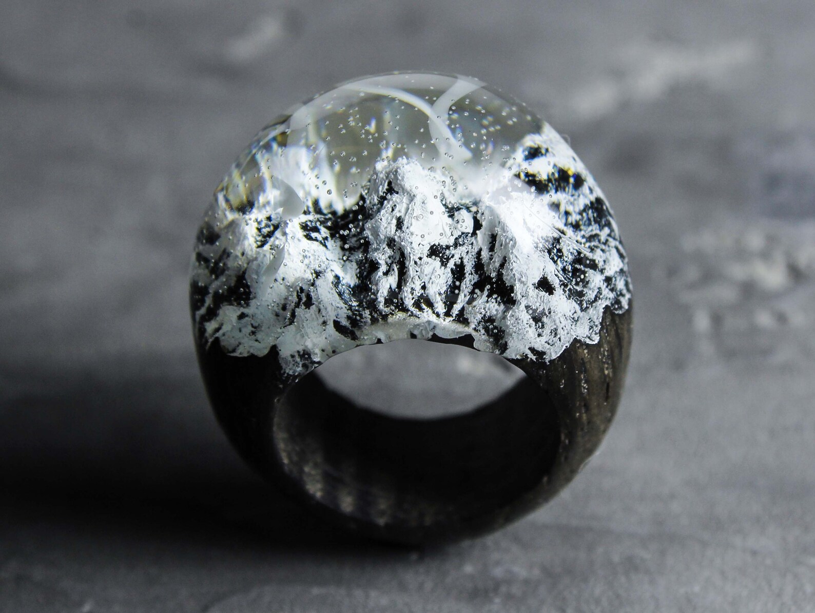 Snow Mountain Ring Wood Resin Ring. Secret World Inside the - Etsy Canada