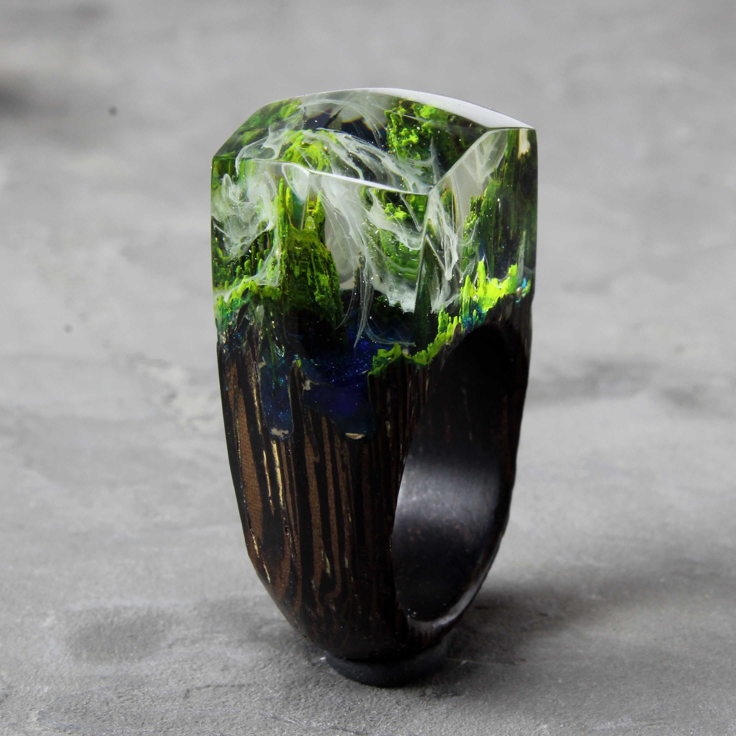 Forest Ring Wood Resin Ring. Secret World Inside the Ring. - Etsy