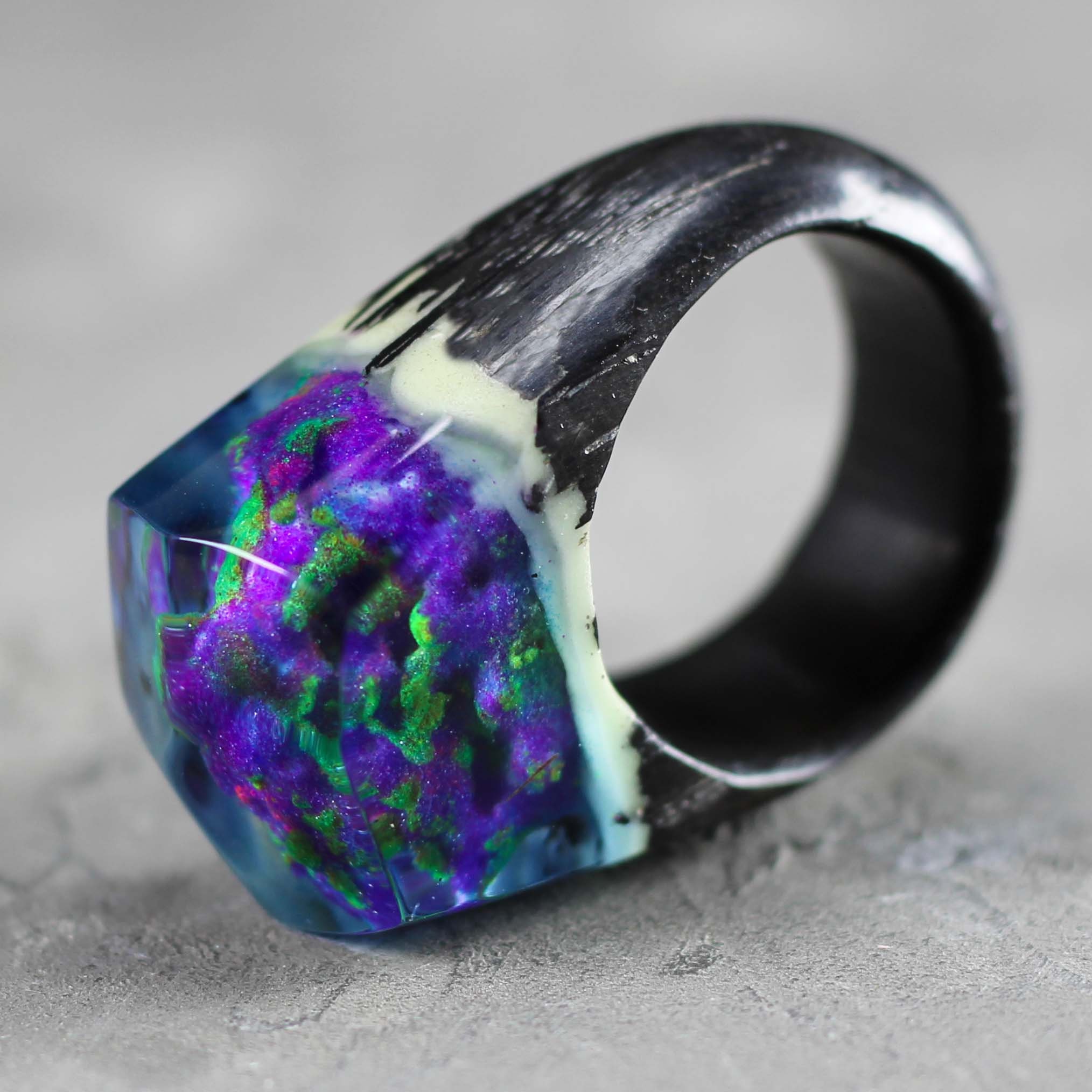 Wood Resin Ring. Coral Reefs. Secret World Inside the Ring. - Etsy