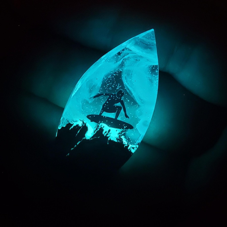 Surfer Riding Wave - Unique Glowing Men's Surfer Necklace Featuring ...