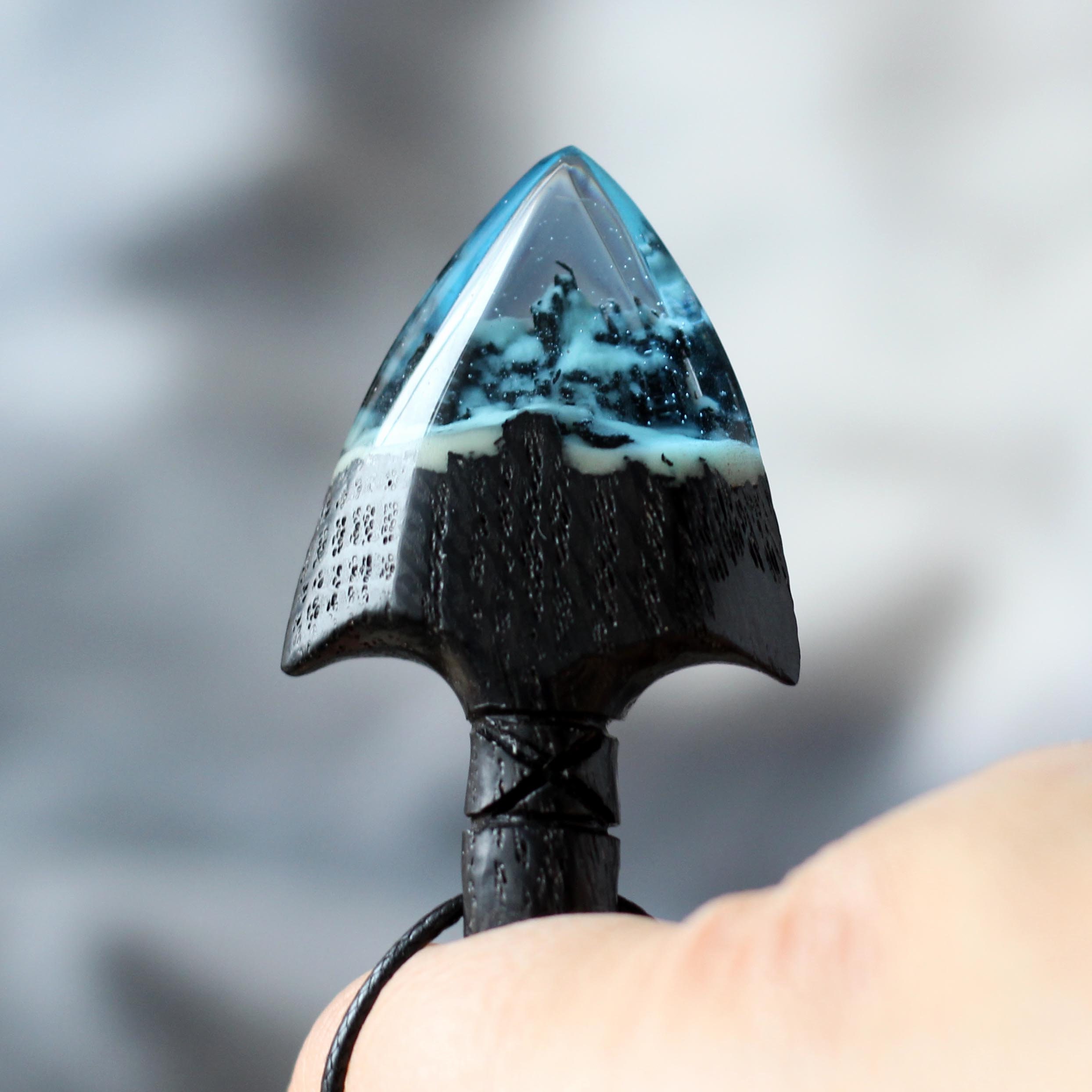 Pendant Crystal Arrowhead. Glowing Pendant. Resin Wood - Etsy Canada