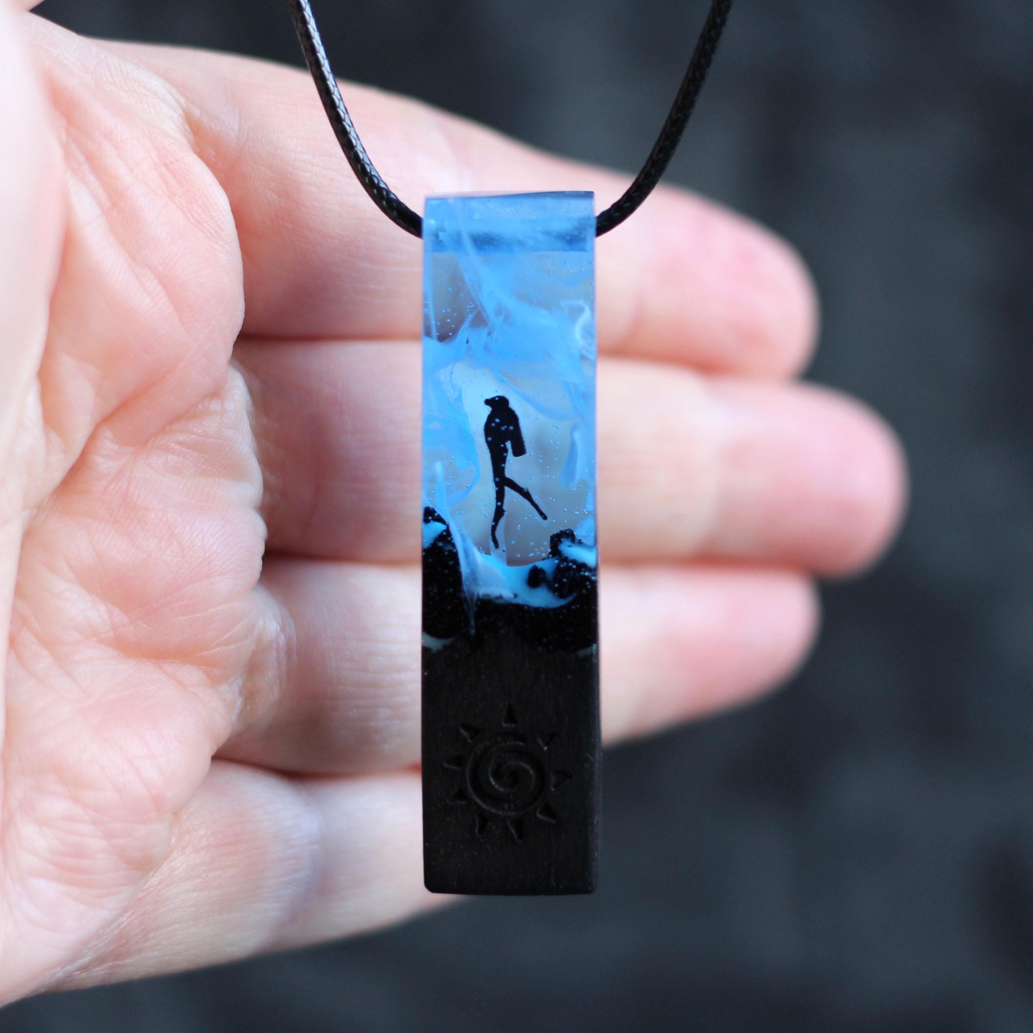 Scuba Diver Necklace - Glow in the Dark Pendant - Mens Necklace - Ocean ...