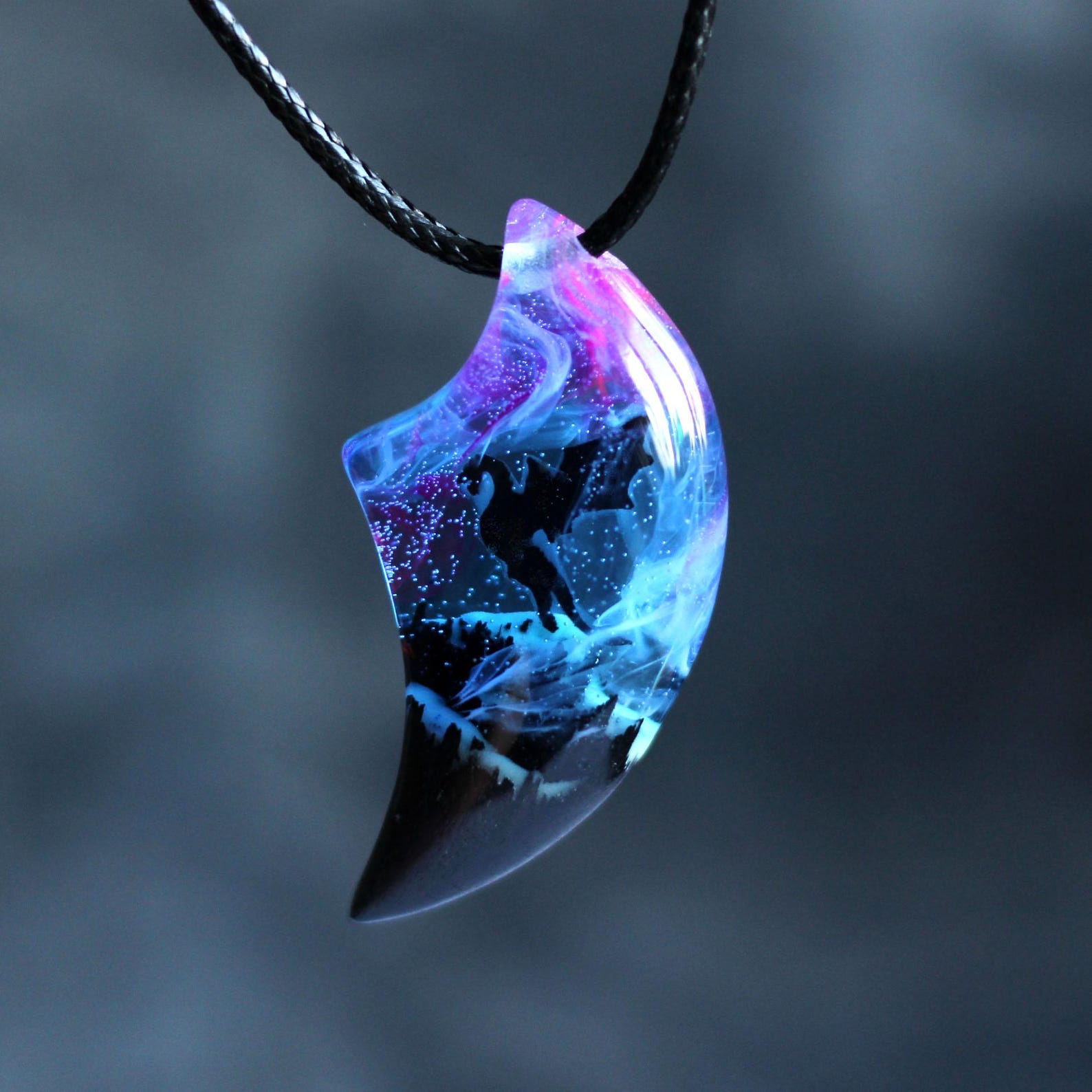 Glowing Dragon Claw Pendant: Handmade Resin Northern Lights Necklace - Etsy