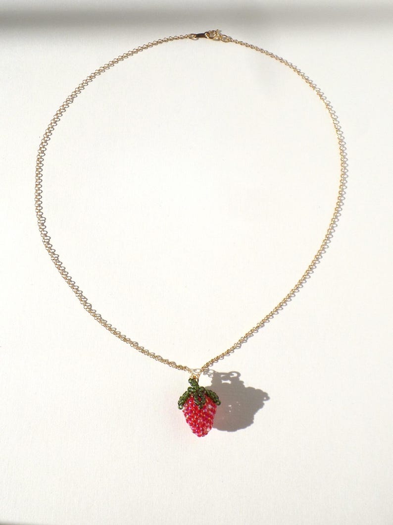 Berry Necklace - Handwoven Glass Beads on 18" 14K Gold-fill Chain - Etsy