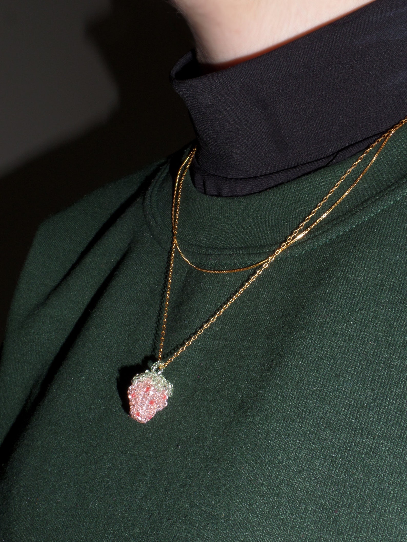 Berry Necklace - Handwoven Glass Beads on 18" 14K Gold-fill Chain - Etsy