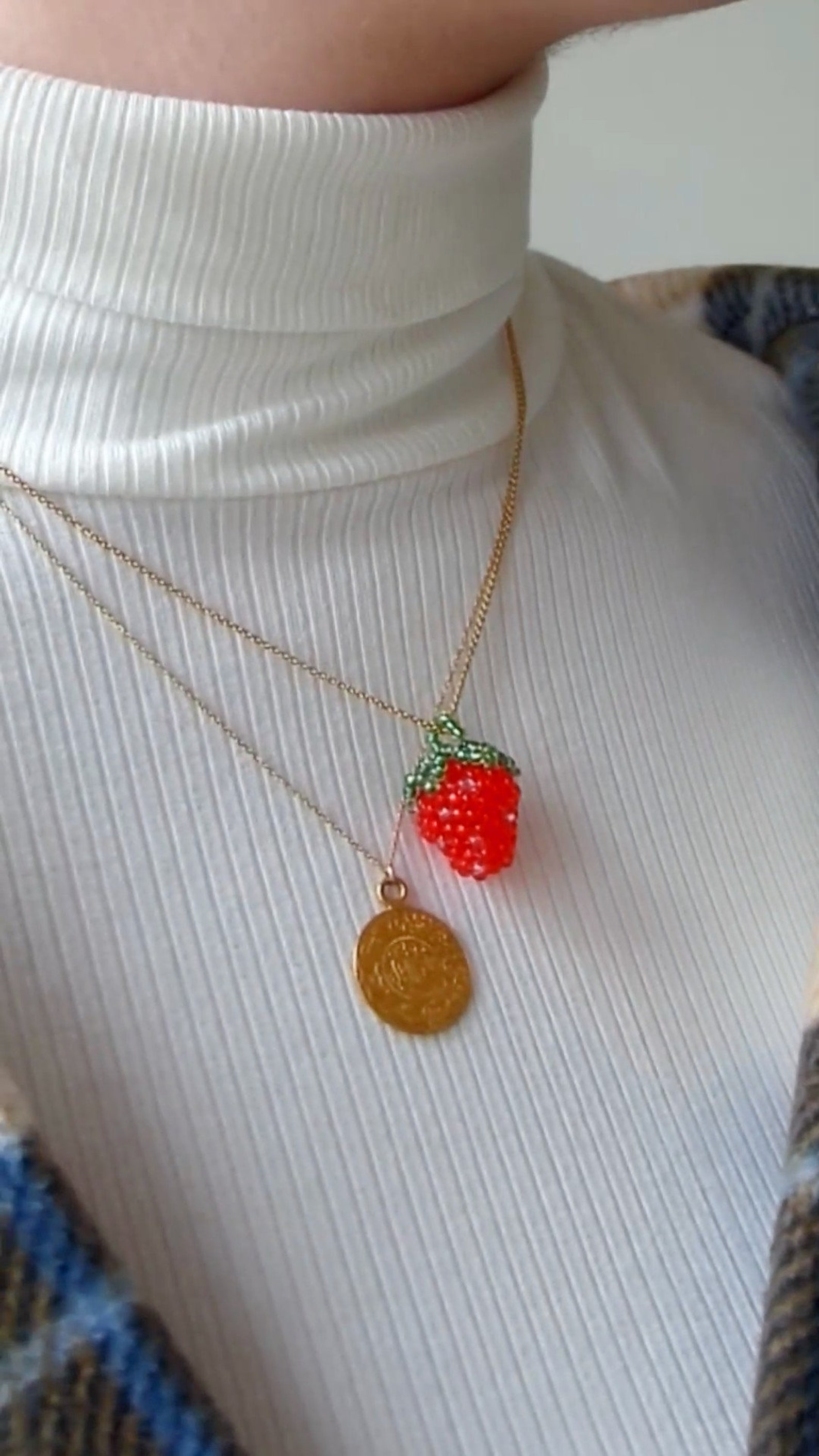 Berry Necklace - Handwoven Glass Beads on 18" 14K Gold-fill Chain - Etsy