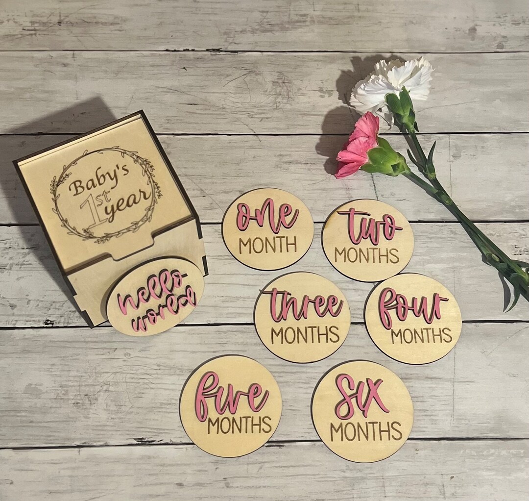 Baby Milestone 12 Months Cursive Writing With Box Svg File - Etsy