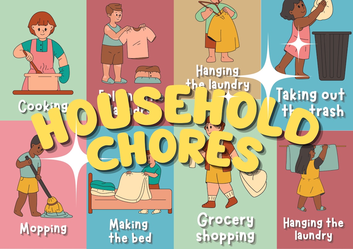 16 Household Chores Preschool Cards Homeschool Cards Educational ...