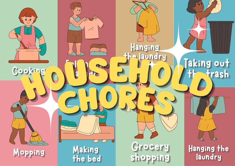 16 Household Chores | Preschool Cards | Homeschool Cards | Educational ...