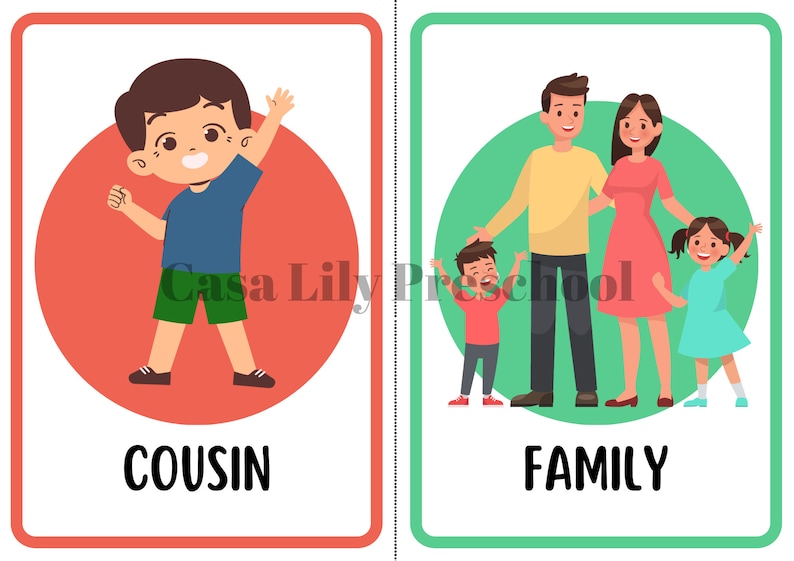 Family Flashcards Printable Preschool Homeschool Cards Educational ...