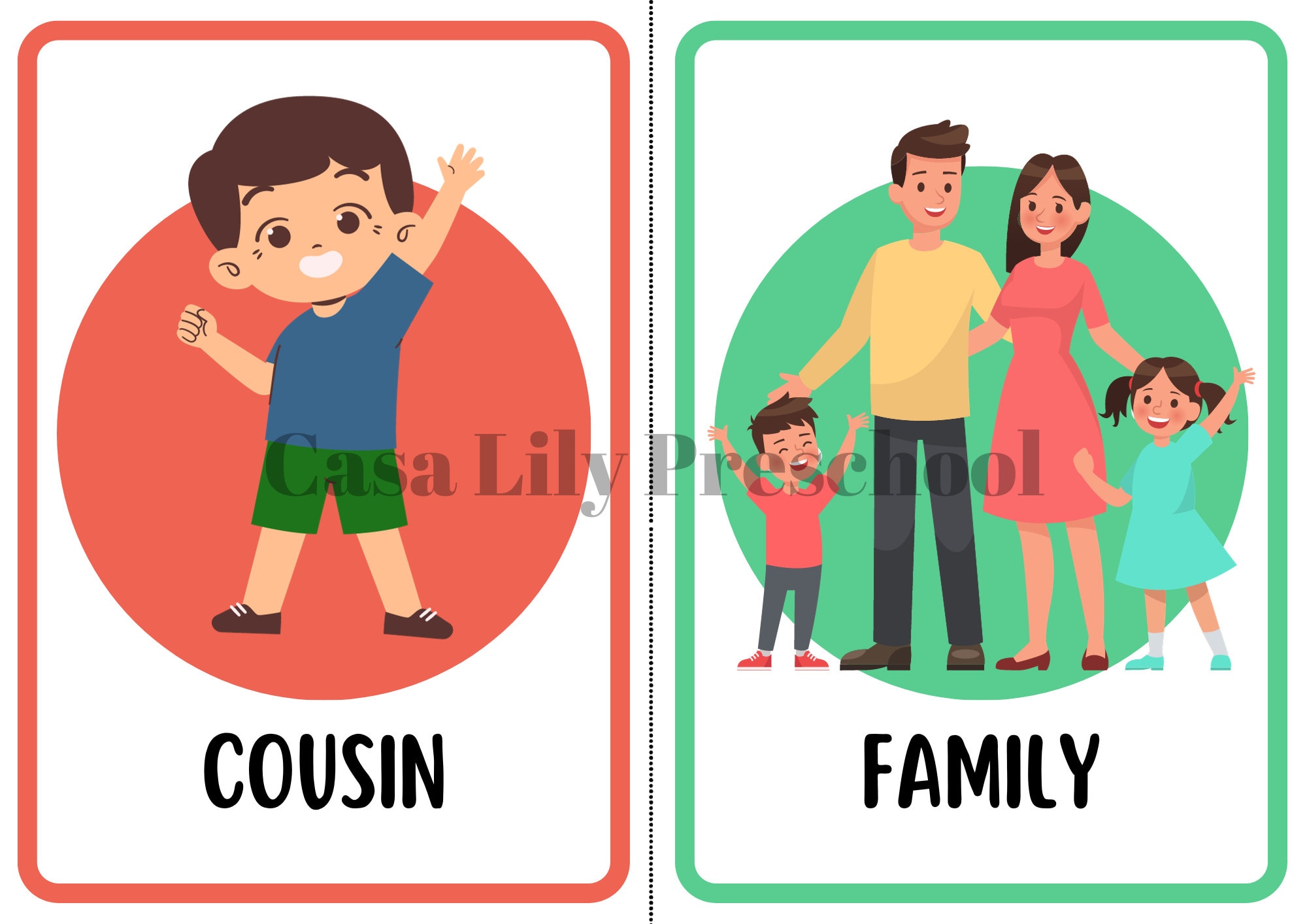 Family Flashcards: Educational Cards for Preschool (printable Download ...