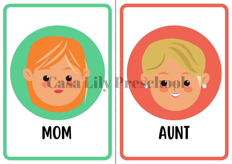 Family Flashcards: Educational Cards for Preschool (printable Download ...