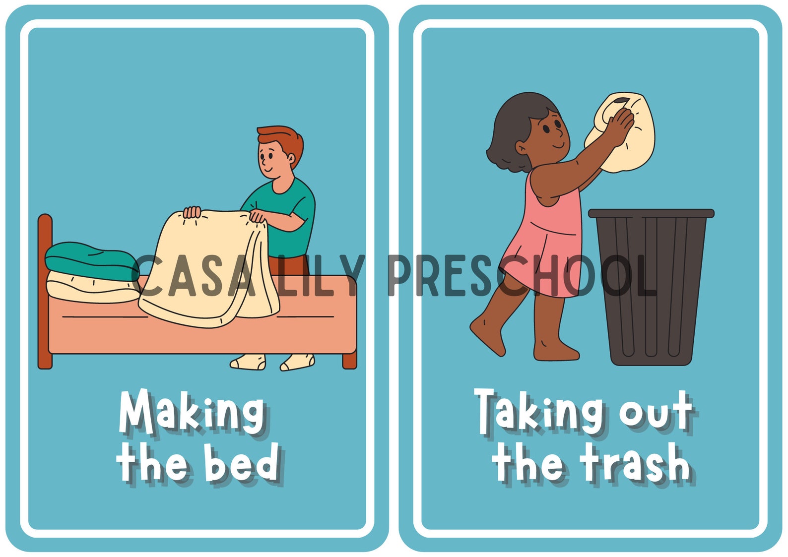 16 Household Chores Preschool Cards Homeschool Cards Educational ...