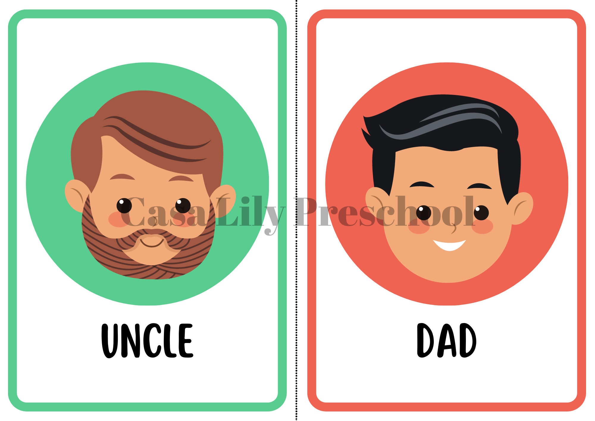 Family Flashcards: Educational Cards for Preschool (printable Download ...