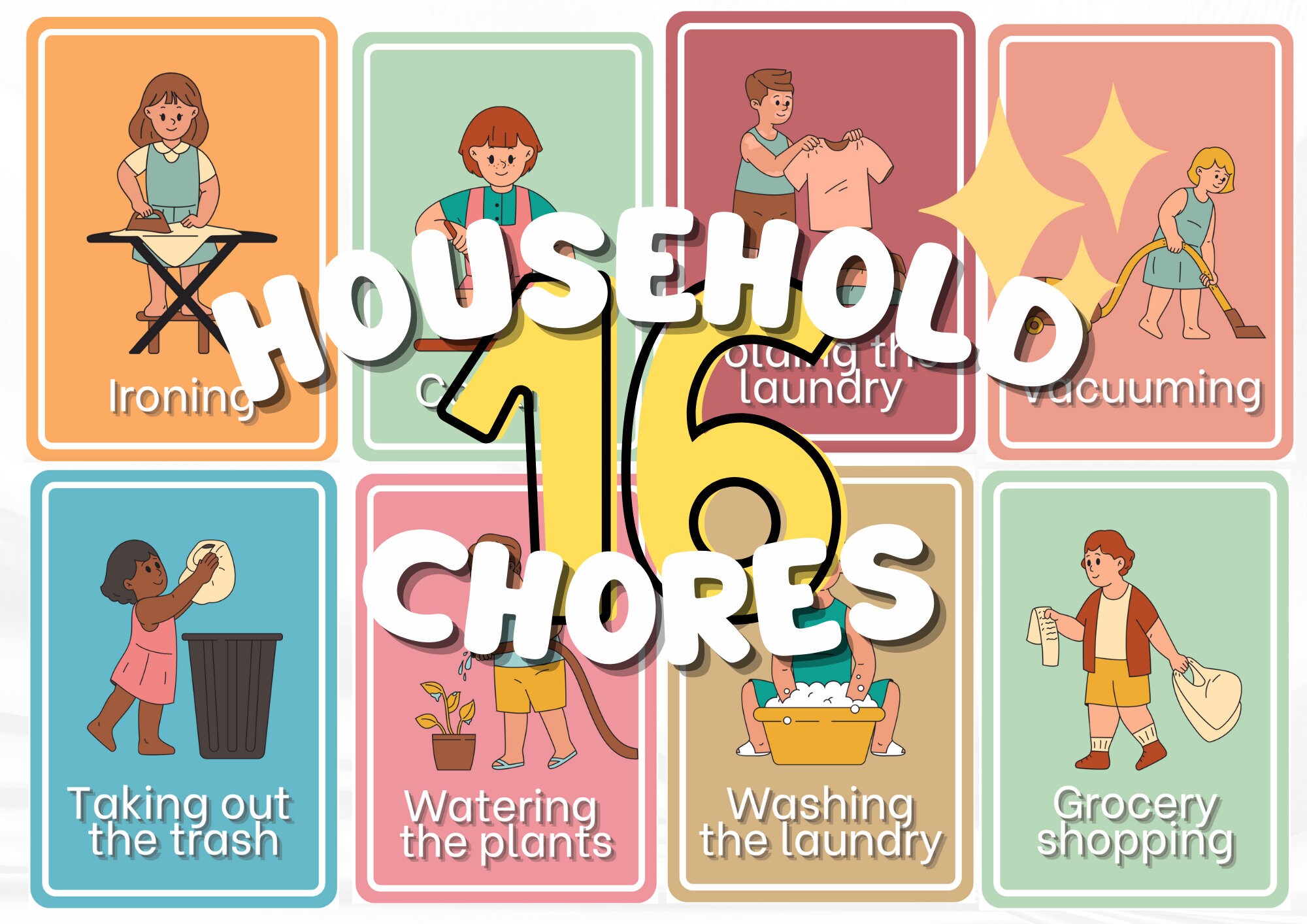 16 Household Chores Preschool Cards Homeschool Cards - Etsy