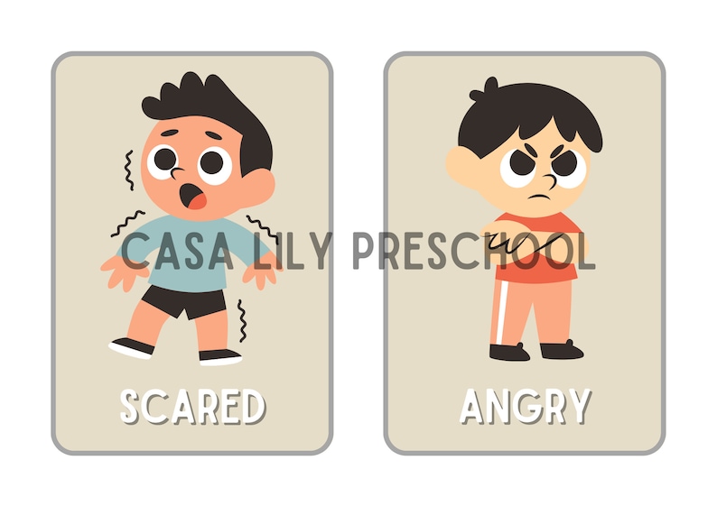 16 Emotions Flashcards Feelings Poster Educational Printable Cards ...