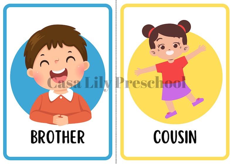 Family Flashcards: Educational Cards for Preschool (printable Download ...