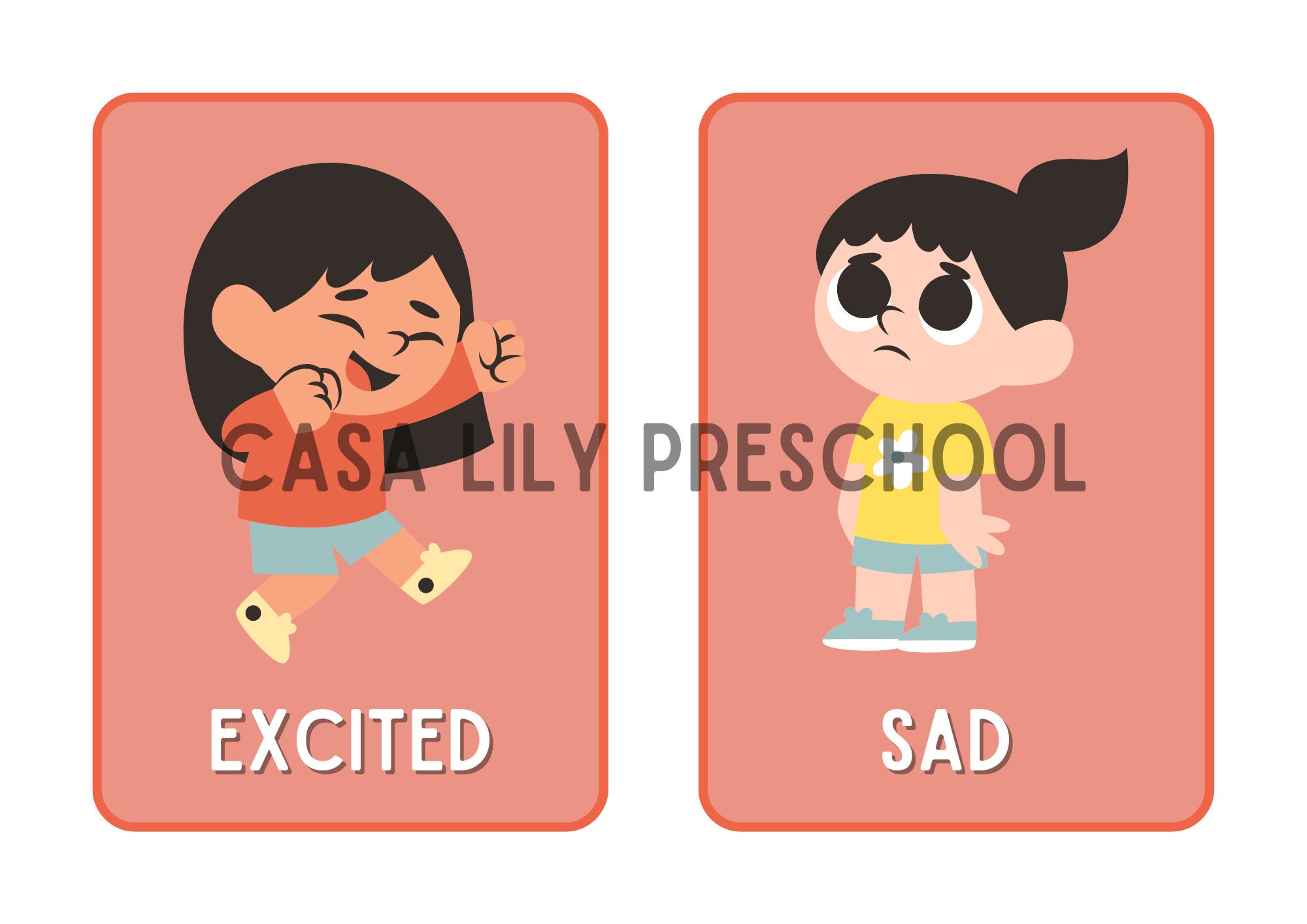 16 Emotions Flashcards Feelings Poster Educational Printable Cards ...