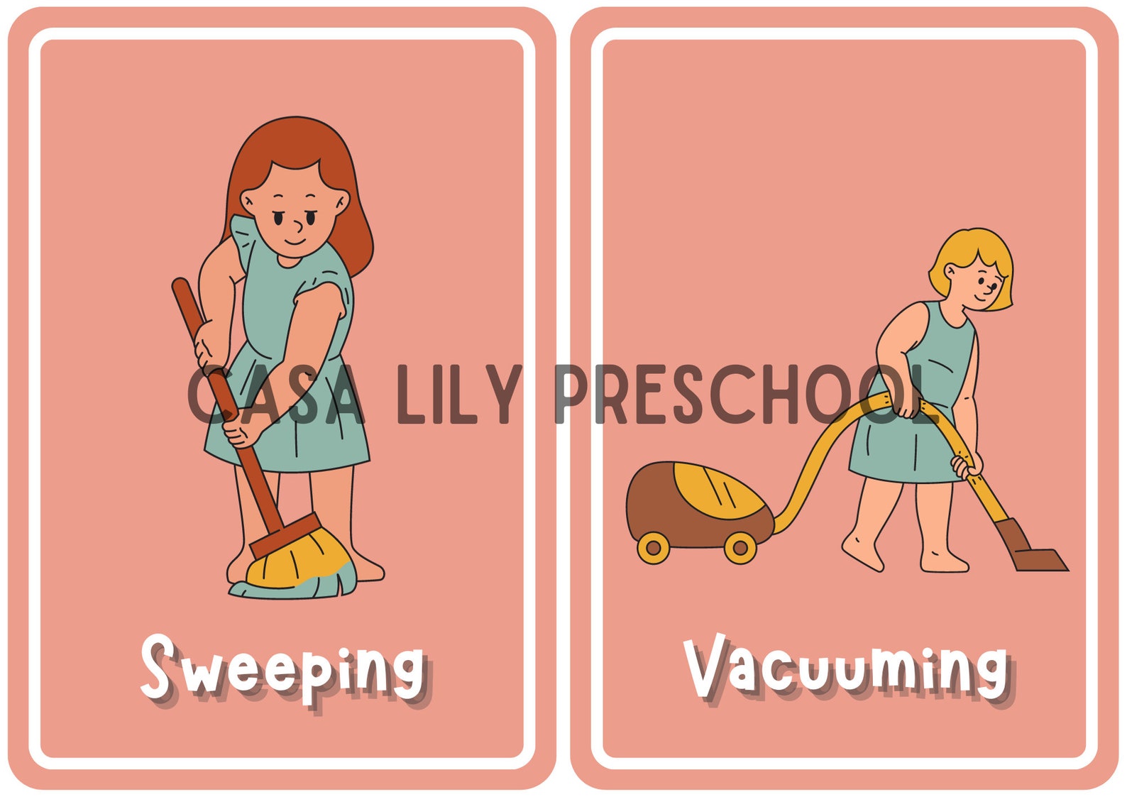 16 Household Chores Preschool Cards Homeschool Cards Educational ...
