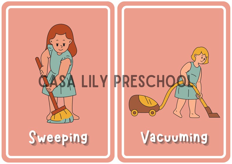 16 Household Chores Preschool Cards Homeschool Cards Educational ...