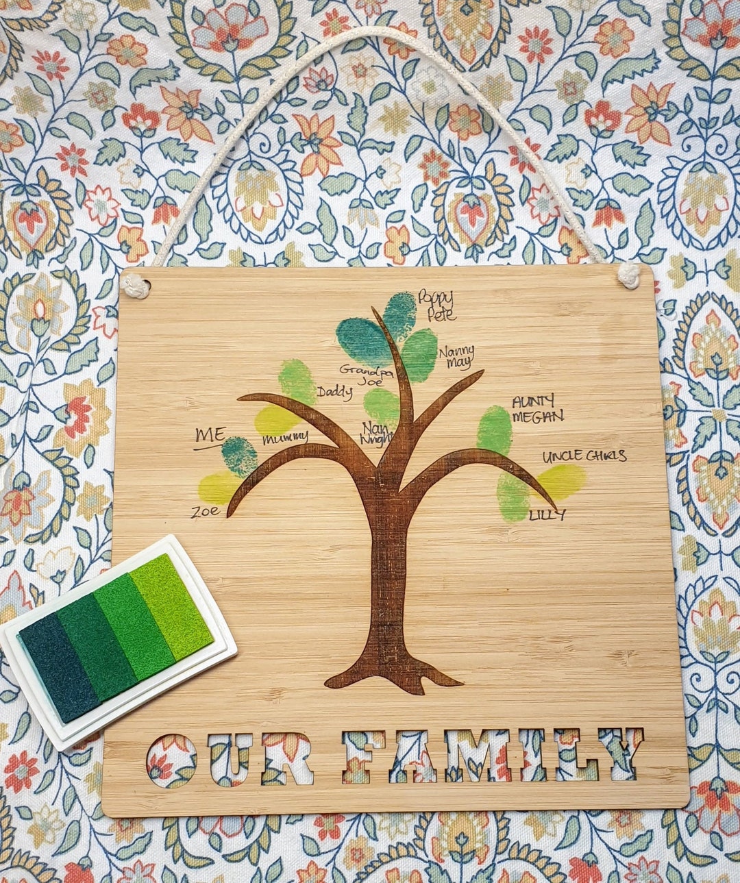 Thumbprint Fingerprint Family Tree With Stamp Kit Wooden - Etsy
