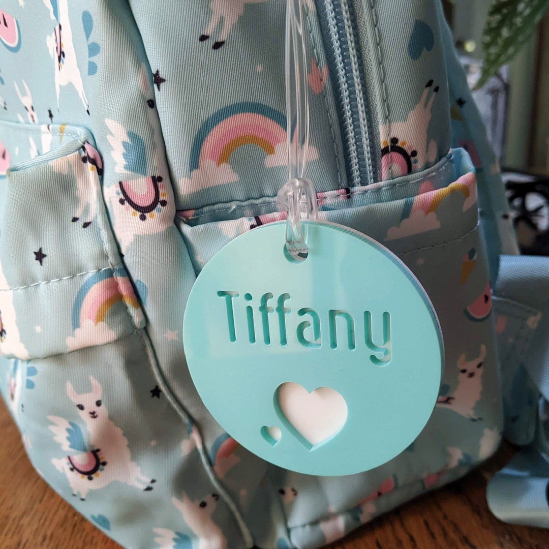 Personalised Acrylic Bag Tags Round Kids Name School Backpacks Back to ...