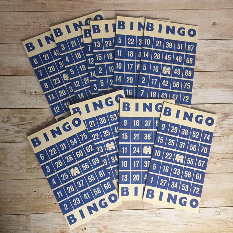 Kits & How To Set of 6 Vintage Bingo Lotto Cards Blue Scrapbook DIY ...