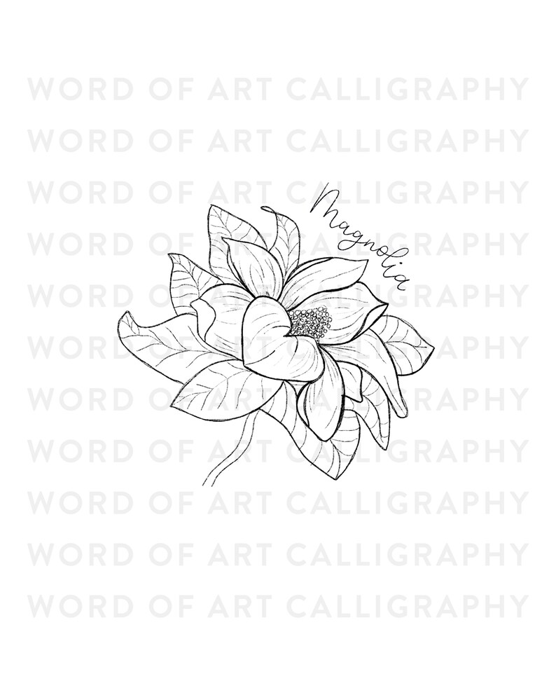 Magnolia Printable | Botanical Printable | Magnolia Flower Drawing ...
