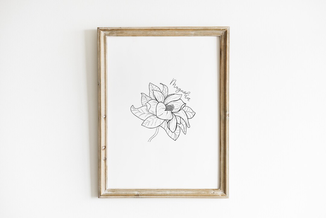 Magnolia Printable | Botanical Printable | Magnolia Flower Drawing ...