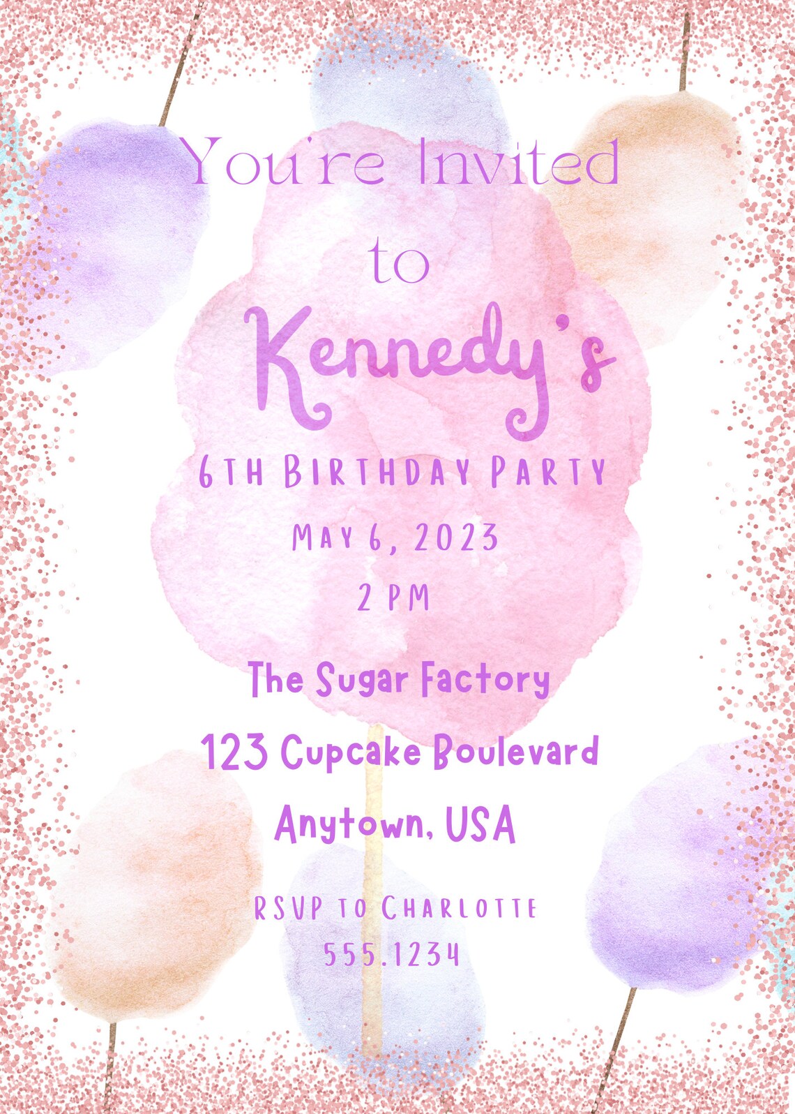 Cotton Candy Birthday Invitation - Etsy