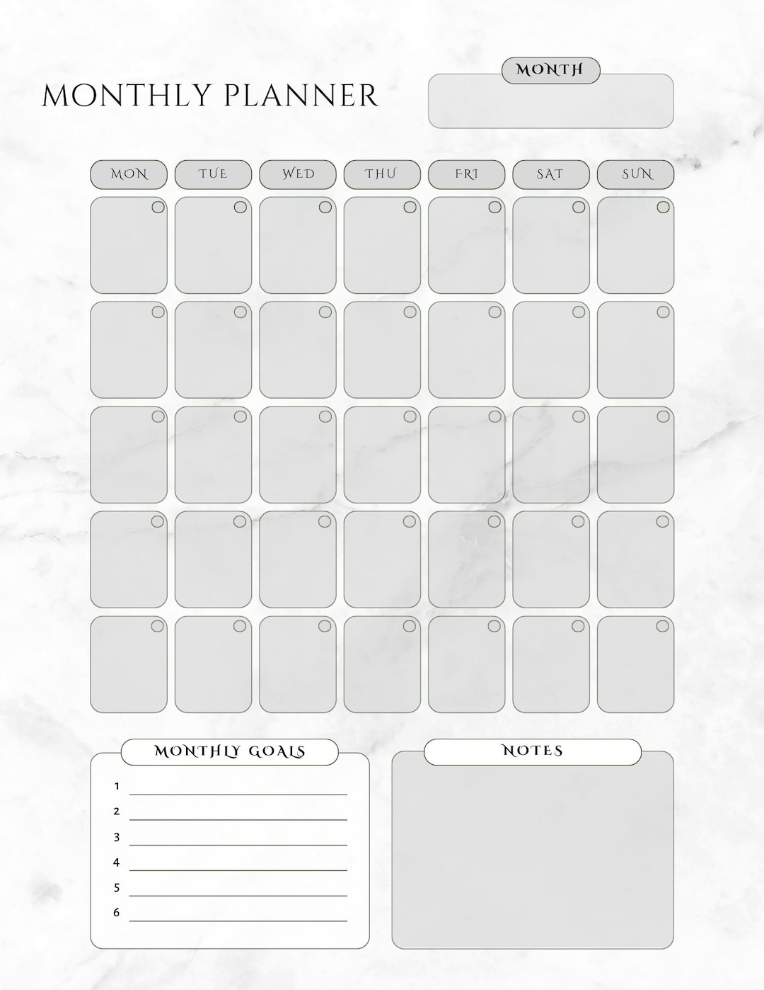 Modern Monthly Calendar for Moms, Teachers, Professionals - Etsy