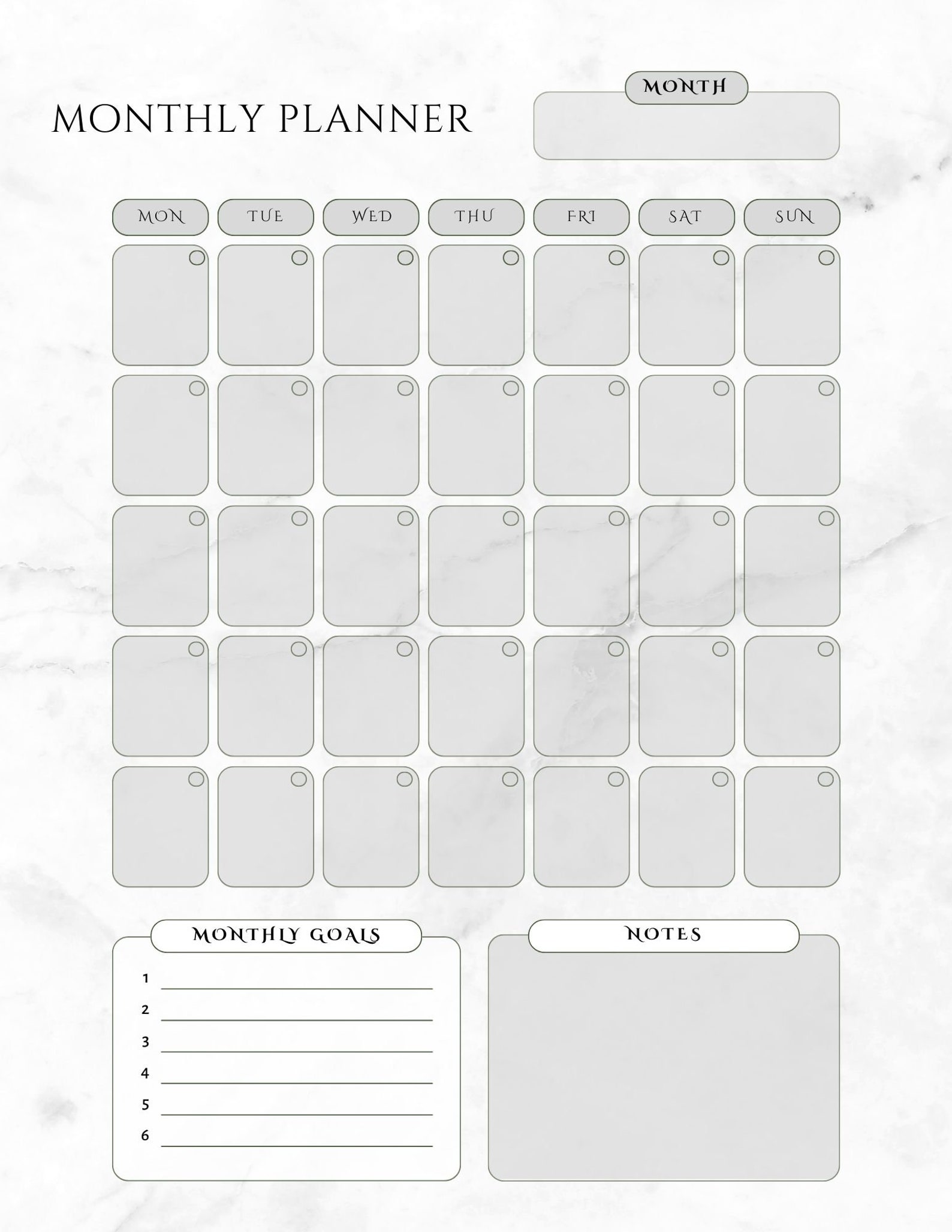 Modern Monthly Calendar for Moms, Teachers, Professionals - Etsy