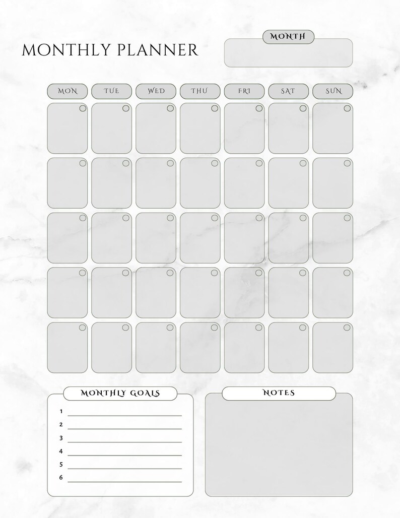 Modern Monthly Calendar for Moms, Teachers, Professionals - Etsy