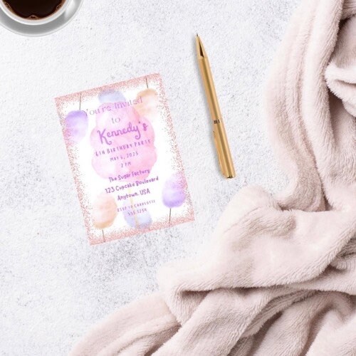 Cotton Candy Birthday Invitation - Etsy