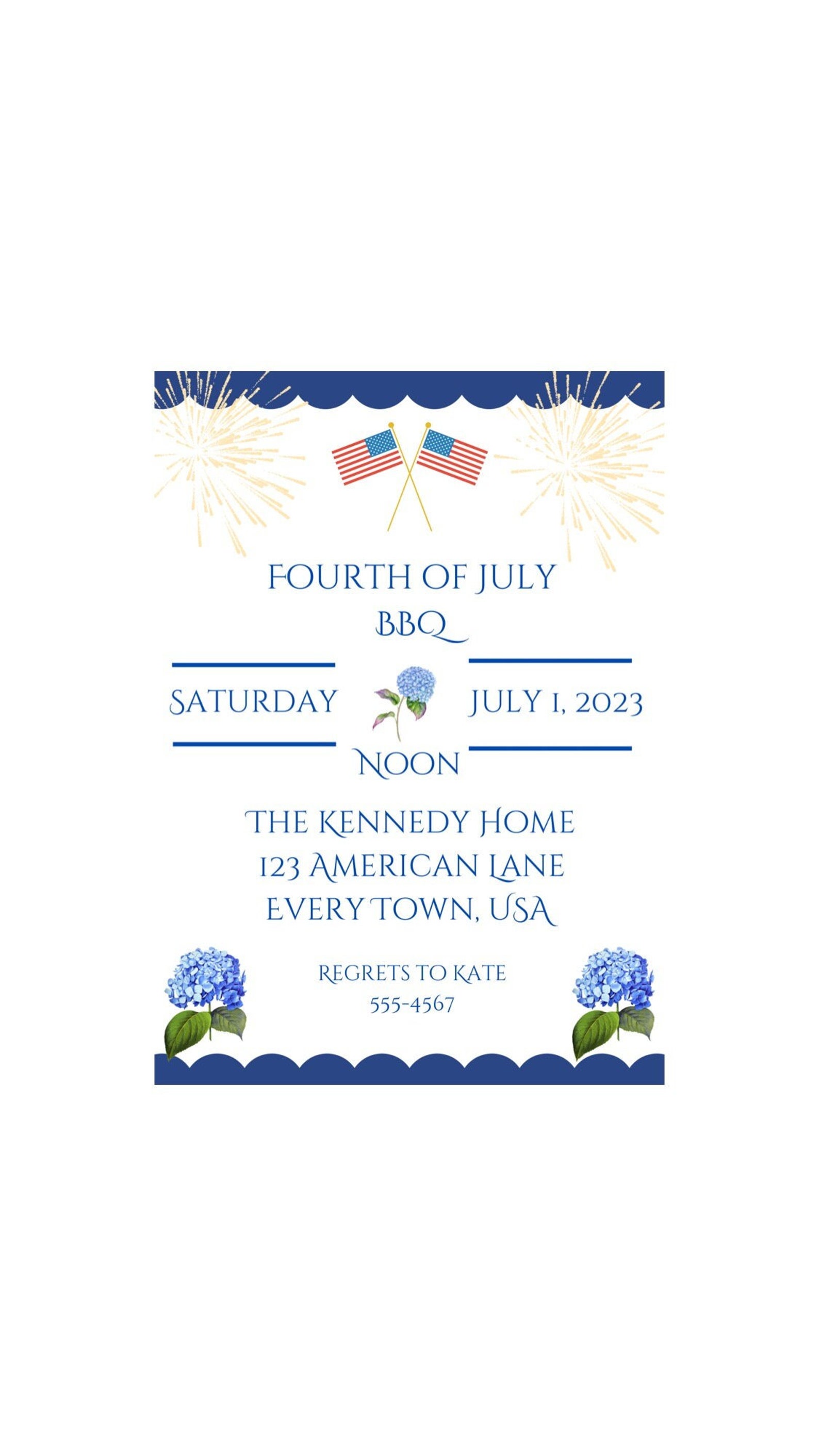 Fourth of July Invitation - Etsy