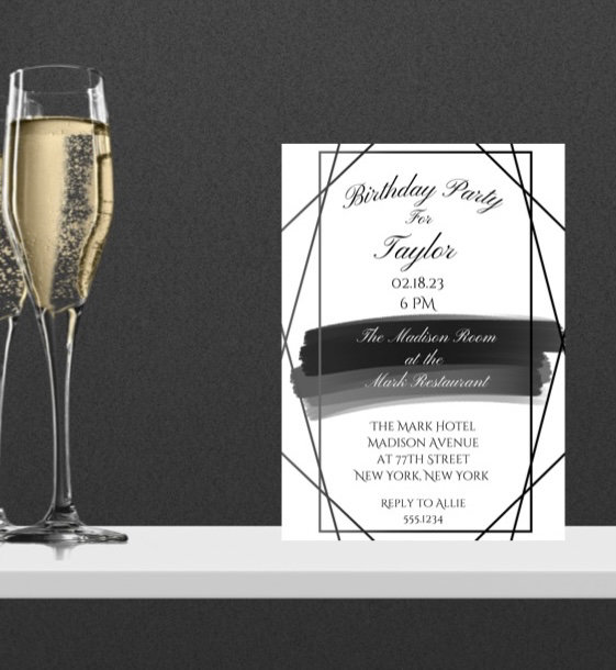 Modern Black and White Birthday Party Invitation - Etsy