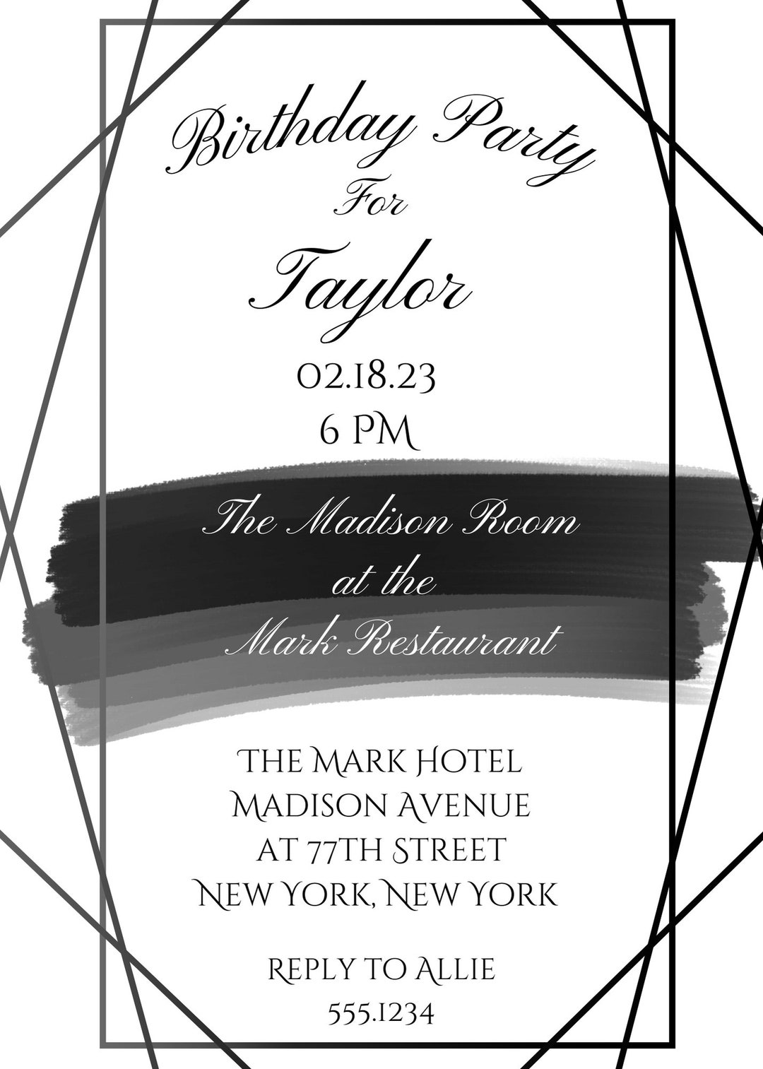 Modern Black and White Birthday Party Invitation - Etsy