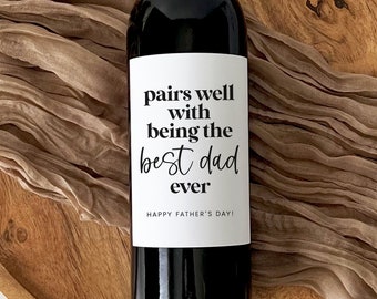 Pairs Well With Fatherhood Wine Label, New Dad Gift, Fathers Day Gift ...