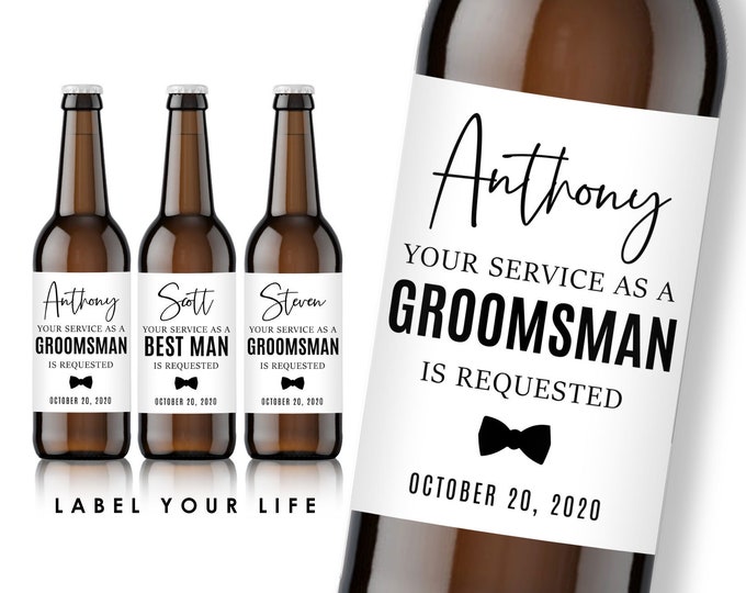 Groomsmen Beer Labels, Best Man Proposal, Your Service is Requested ...