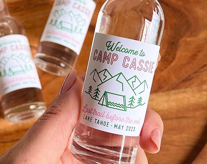 Camp Bachelorette Labels | Mini Shot Labels | Shooter Labels | Camping ...