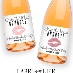 Kiss the Miss Goodbye Champagne Labels, Bachelorette Party Champagne ...