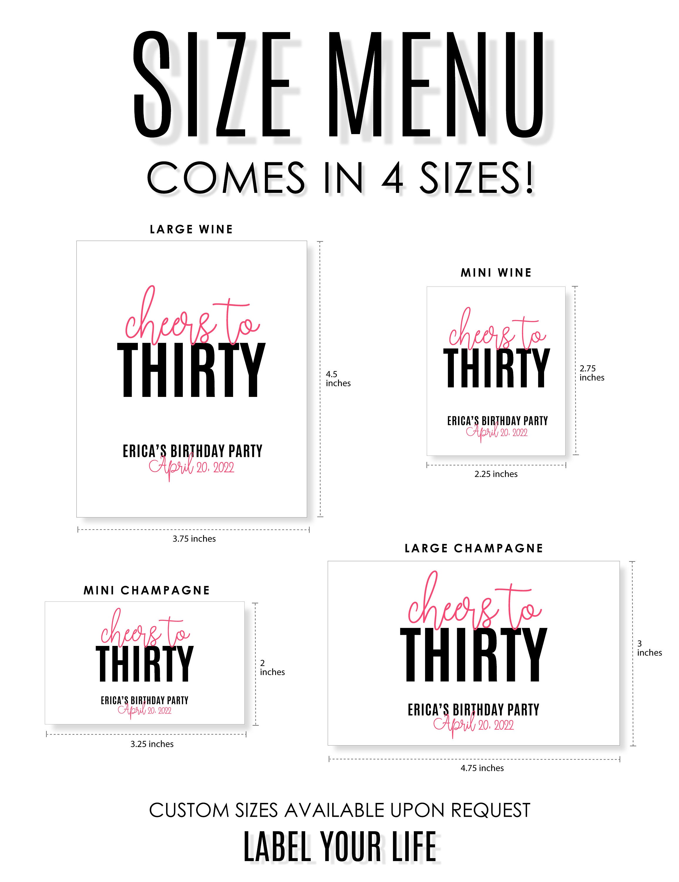 Cheers to Thirty Wine Labels / Birthday Champagne Labels / | Etsy