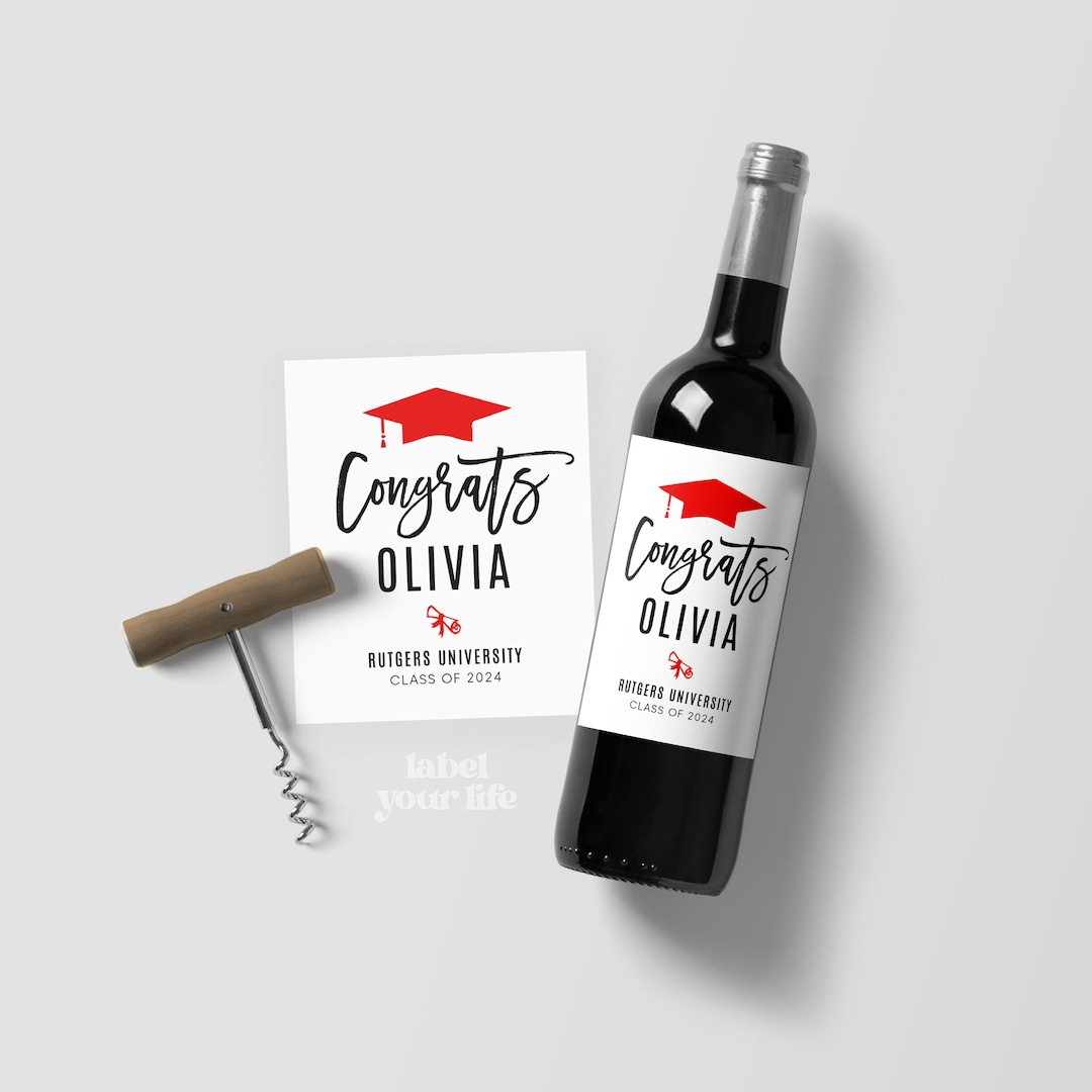 Graduation Wine Labels | Champagne Labels | Class of 2024 2025 2026 ...