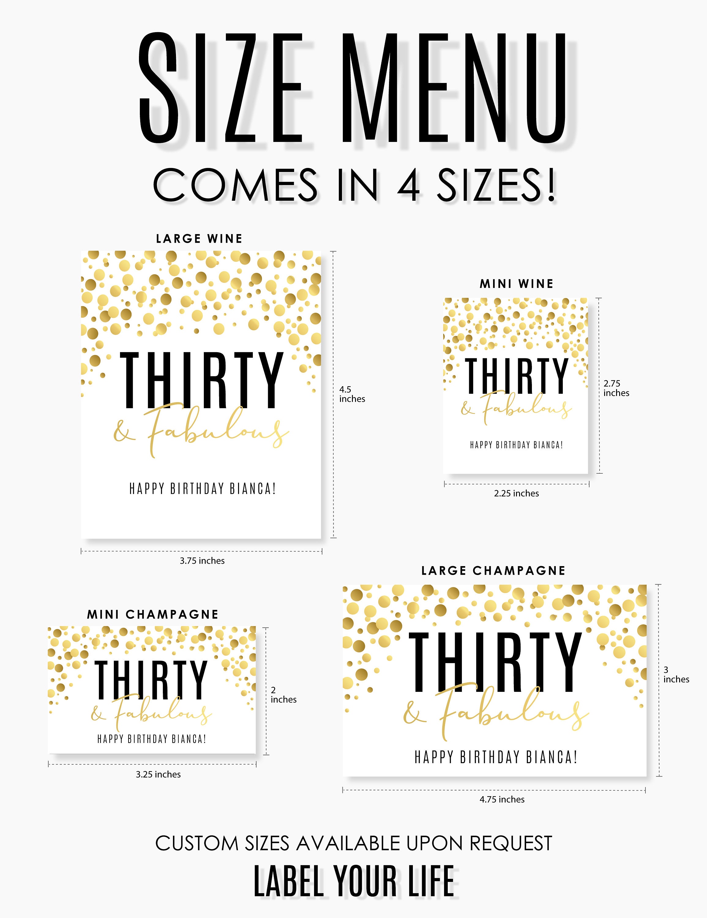Thirty and Fabulous Champagne Labels Birthday Wine Labels - Etsy